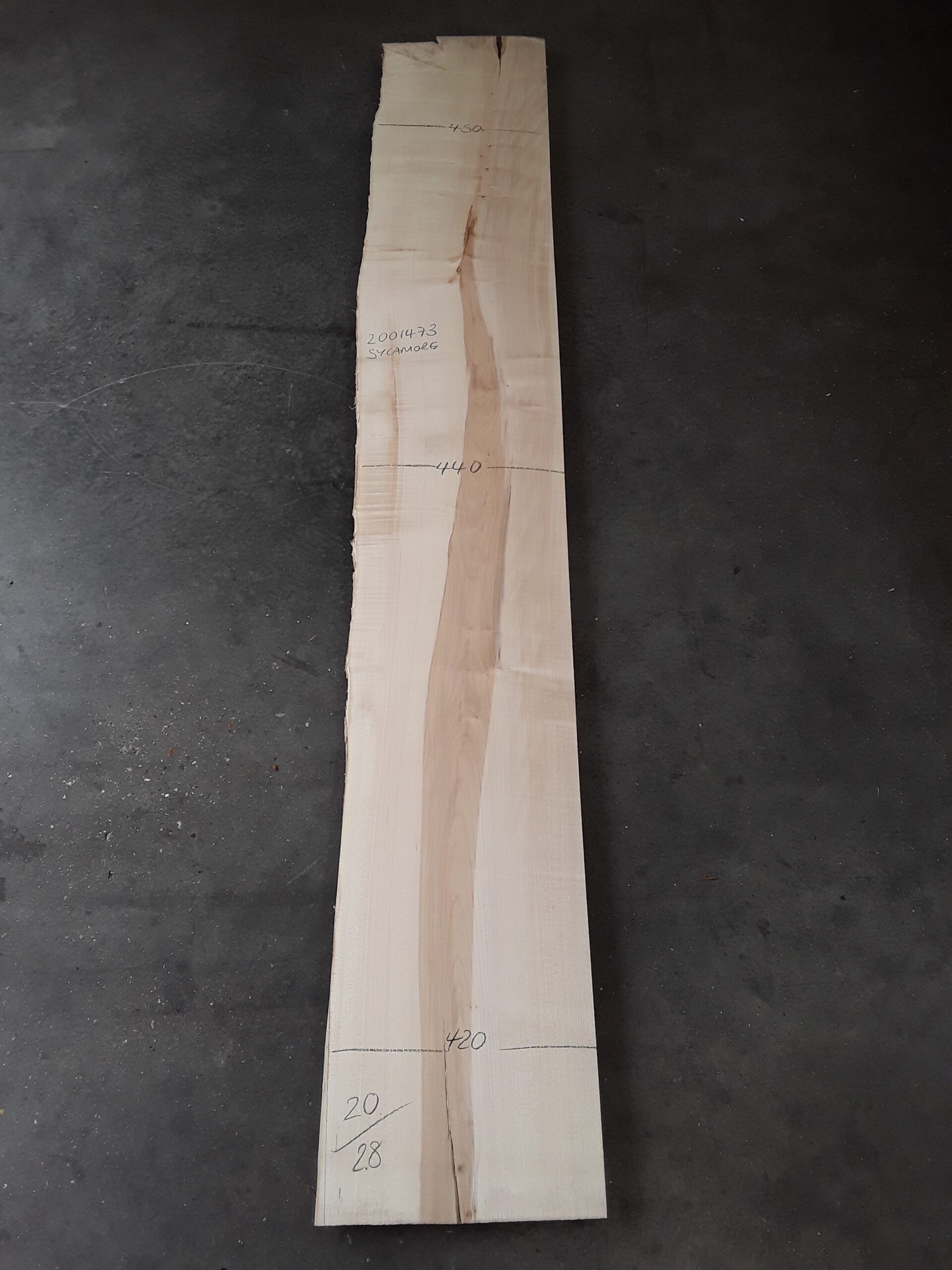 Sycamore – 20 mm x 430 mm x 2.8 m – The Timber Rack
